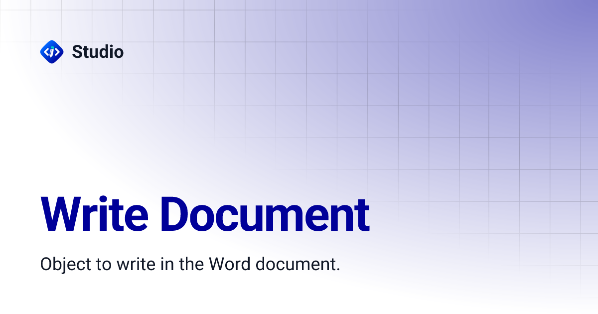 Write Document | Studio