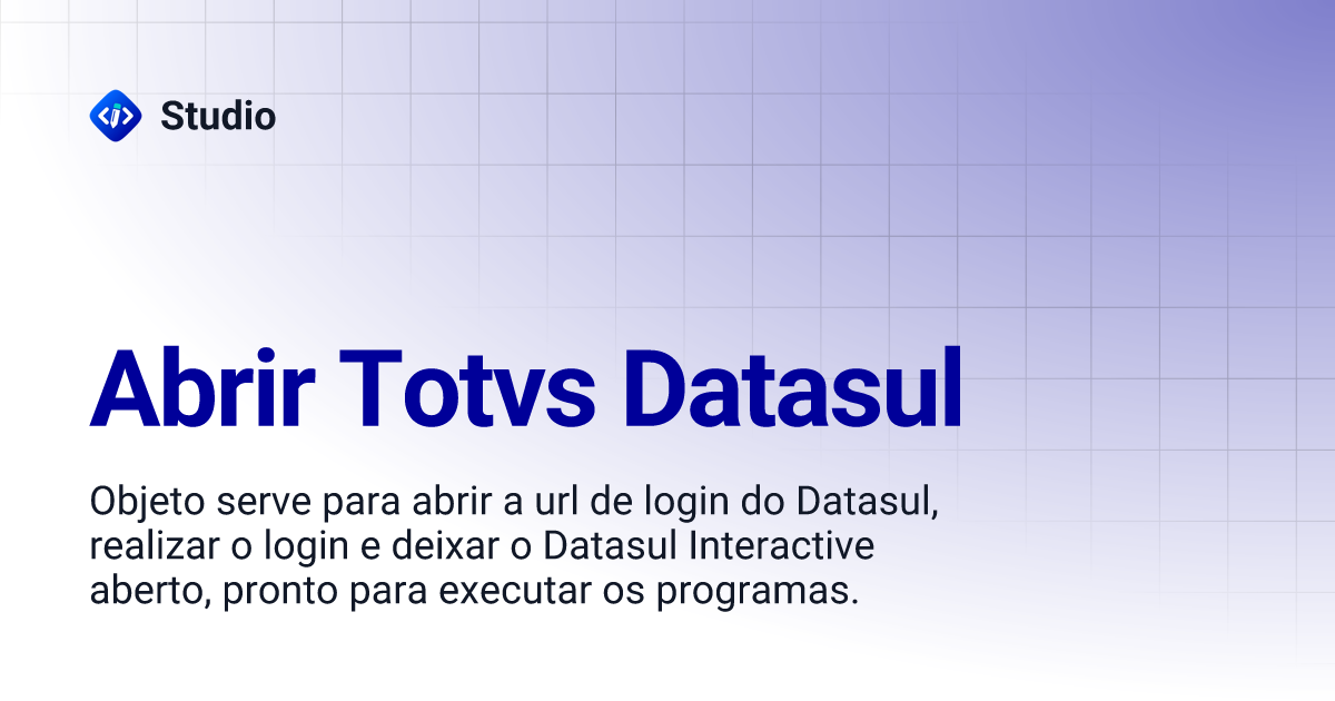 Abrir Totvs Datasul | Studio